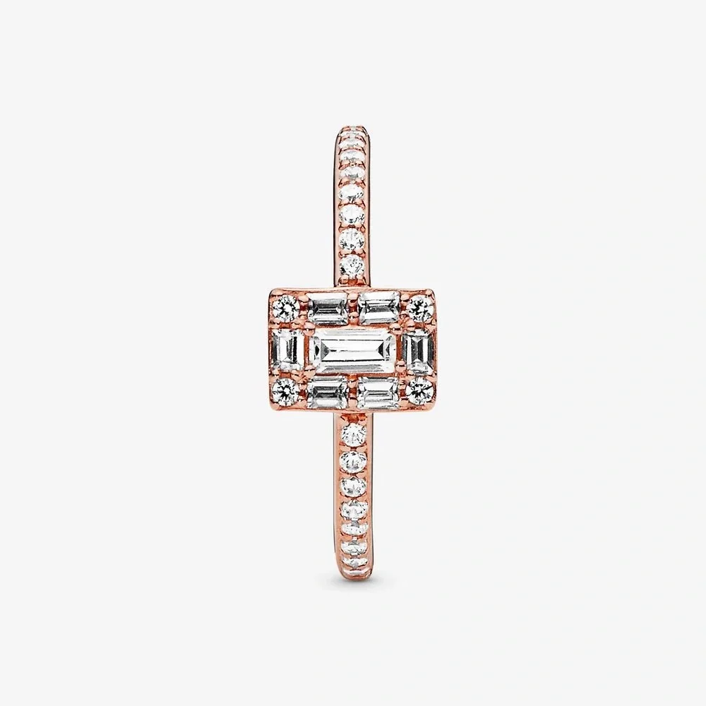 Pandora | Jewelry | Pandora Rectangle Halo Rose Gold Promise Ring Size ...